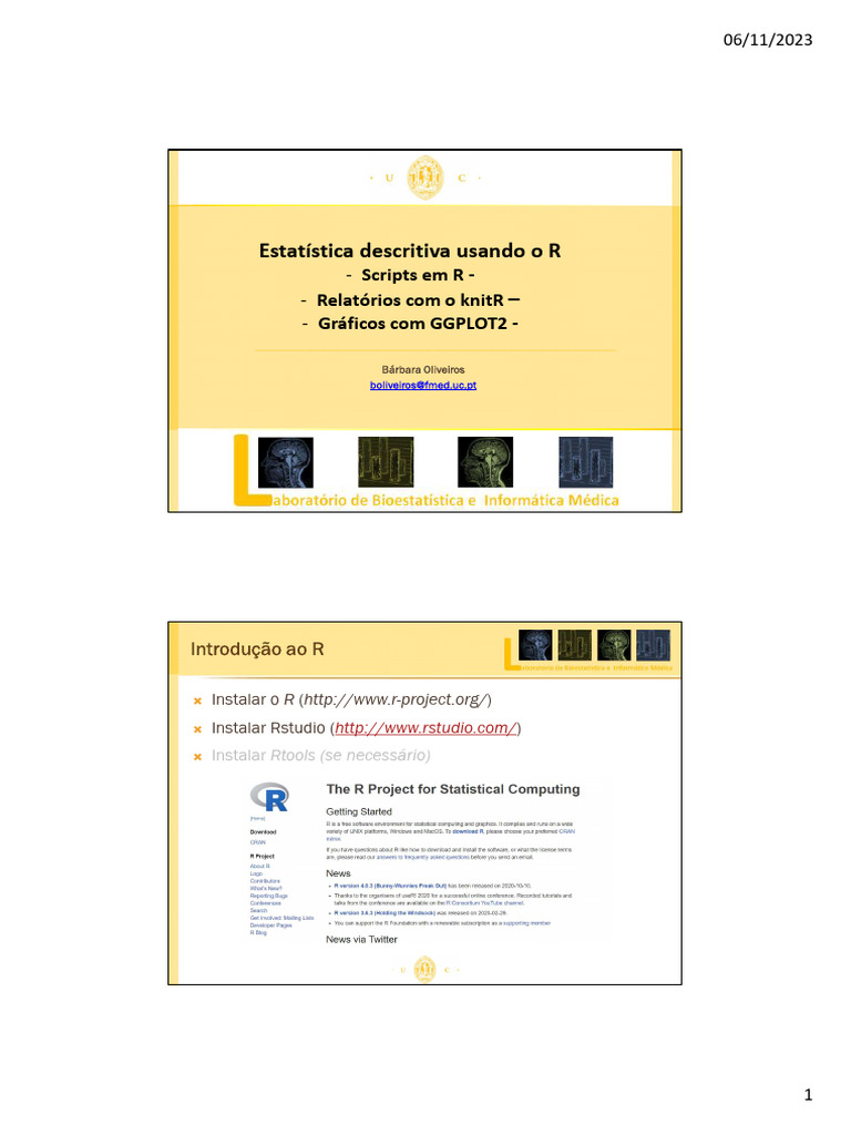 Aula 1a3 Estatística Descritiva Usando O R Scripts Knitr E Ggplot2 Download Grátis Pdf 
