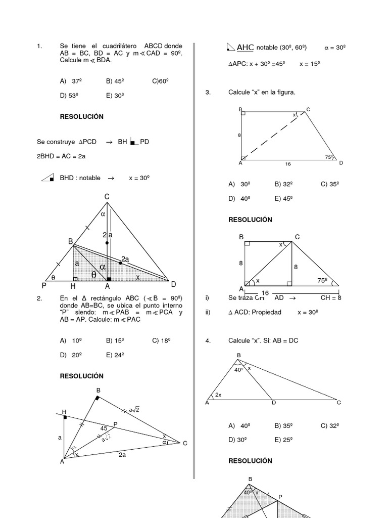 Triángulos Ejerciioos | PDF | Geometria clasica | Matemática Elemental