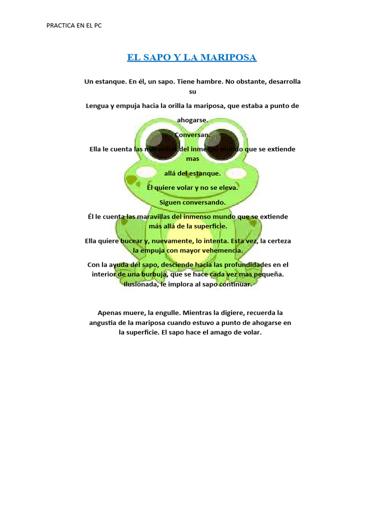 El Sapo y La Mariposa-Johnjairo Urrutia S. | PDF