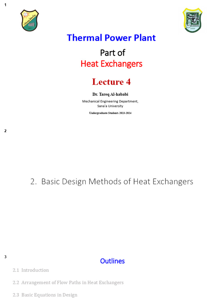 Lecture 4 - Basic Design Methods of Heat Exchangers | PDF | Heat ...