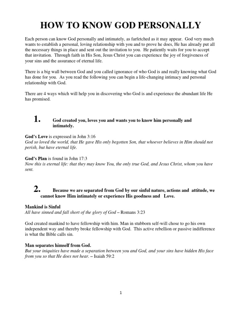 Know God Personally: A Step-by-Step Guide | PDF | Eternal Life ...