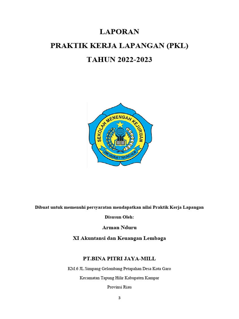Makalah PKL SMK N 1 Tapung Hilir | PDF | Bisnis