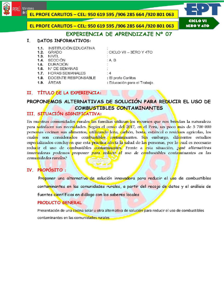 Experiencia de Aprendizaje N°07 - Ciclo Vii - 3ero y 4to - Ept - 2023 - 00001 | PDF