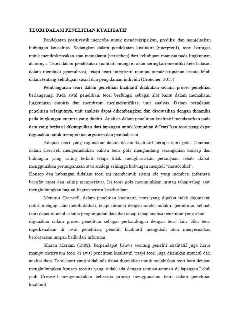 Teori Dalam Penelitian Kualitatif | PDF
