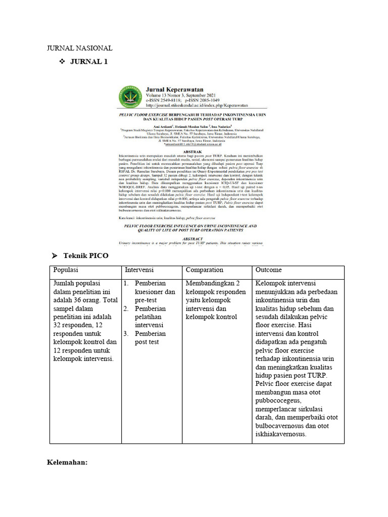 Telaah Jurnal Lia Inkontinensia Urin Nasional | PDF | Kesehatan Holistik | Sains & Matematika