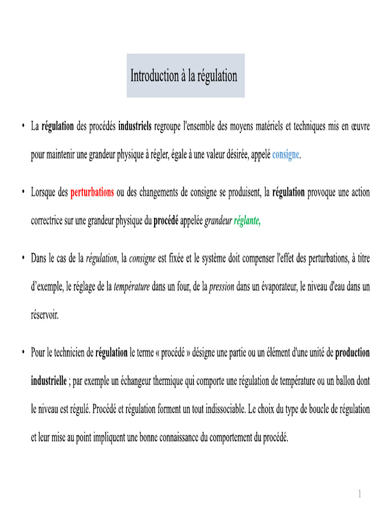Cours - Régulation-Partie 1 | PDF