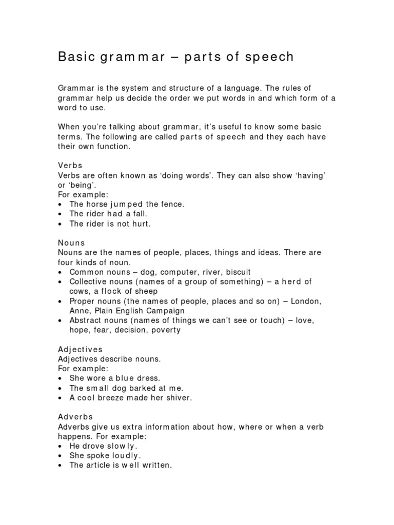 Parts of Speech 2 | PDF