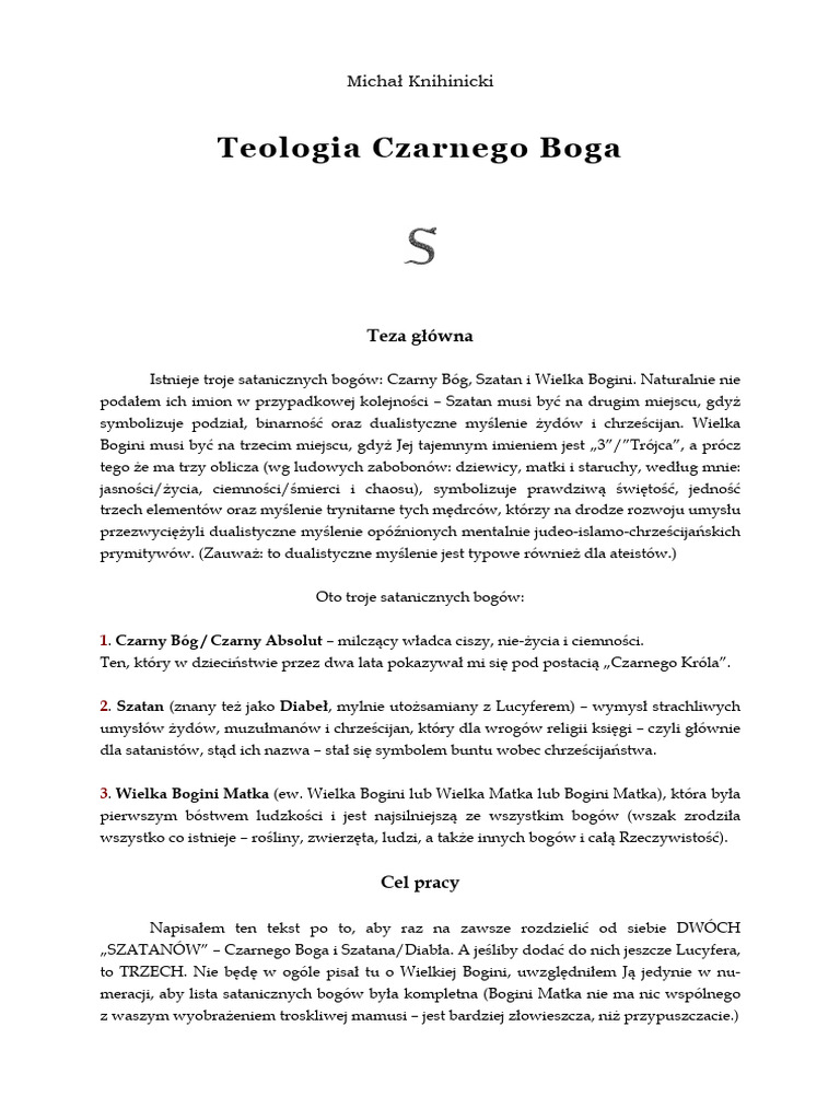 Teologia Czarnego Boga | PDF