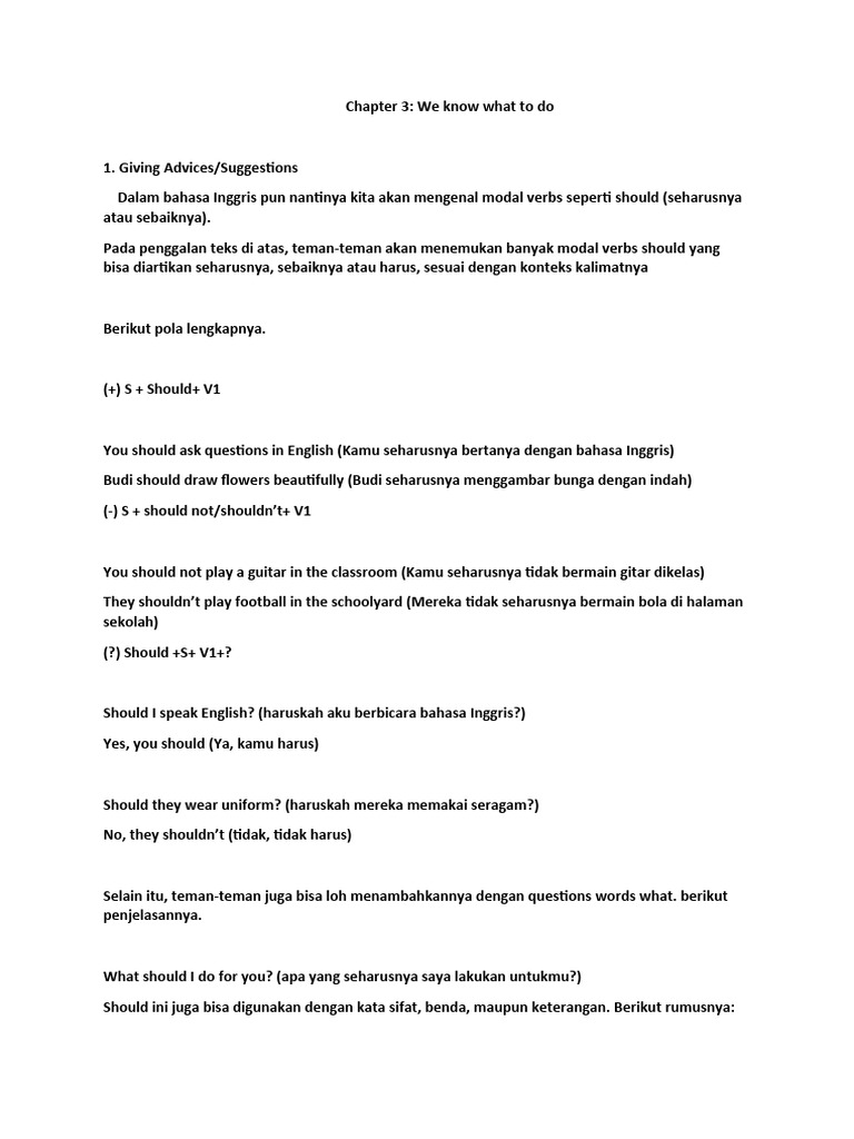 Panduan Modal Verbs: Should & Must | PDF