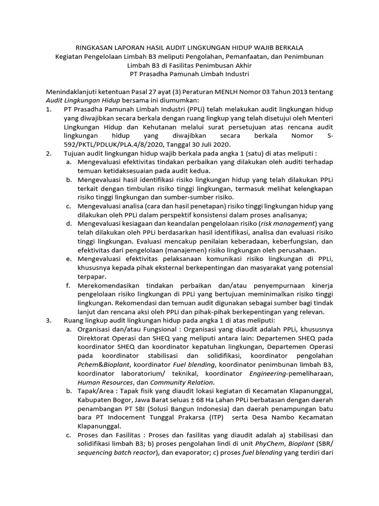 Ringkasan Audit LH PPLi III 260923 - Rev PPLi | PDF