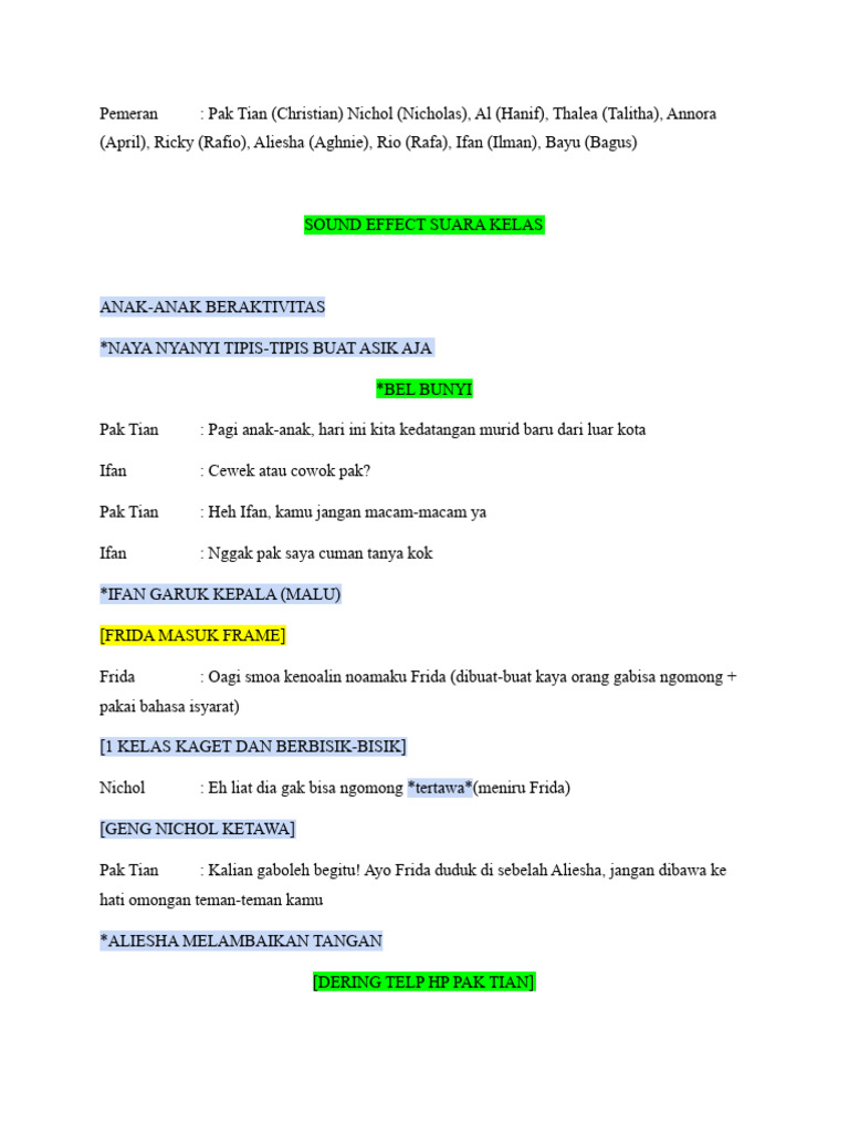 Adegan + Dialog A Silent Voice | PDF