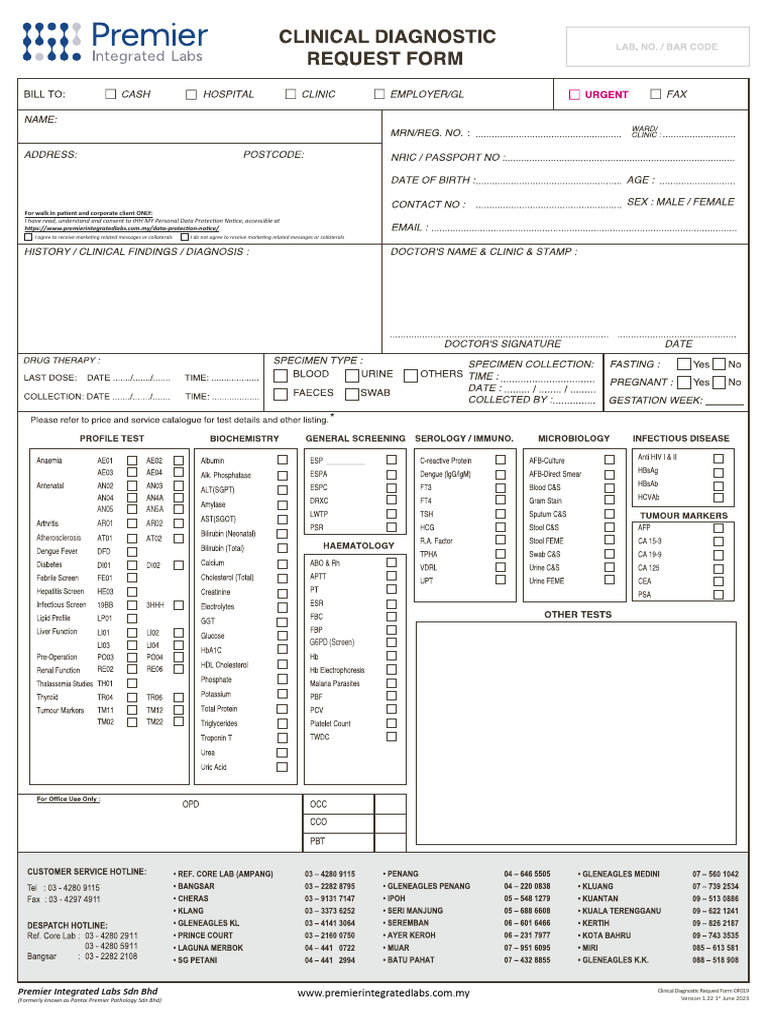 Pantai Blood Test Form | PDF | Finance & Money Management | Computers