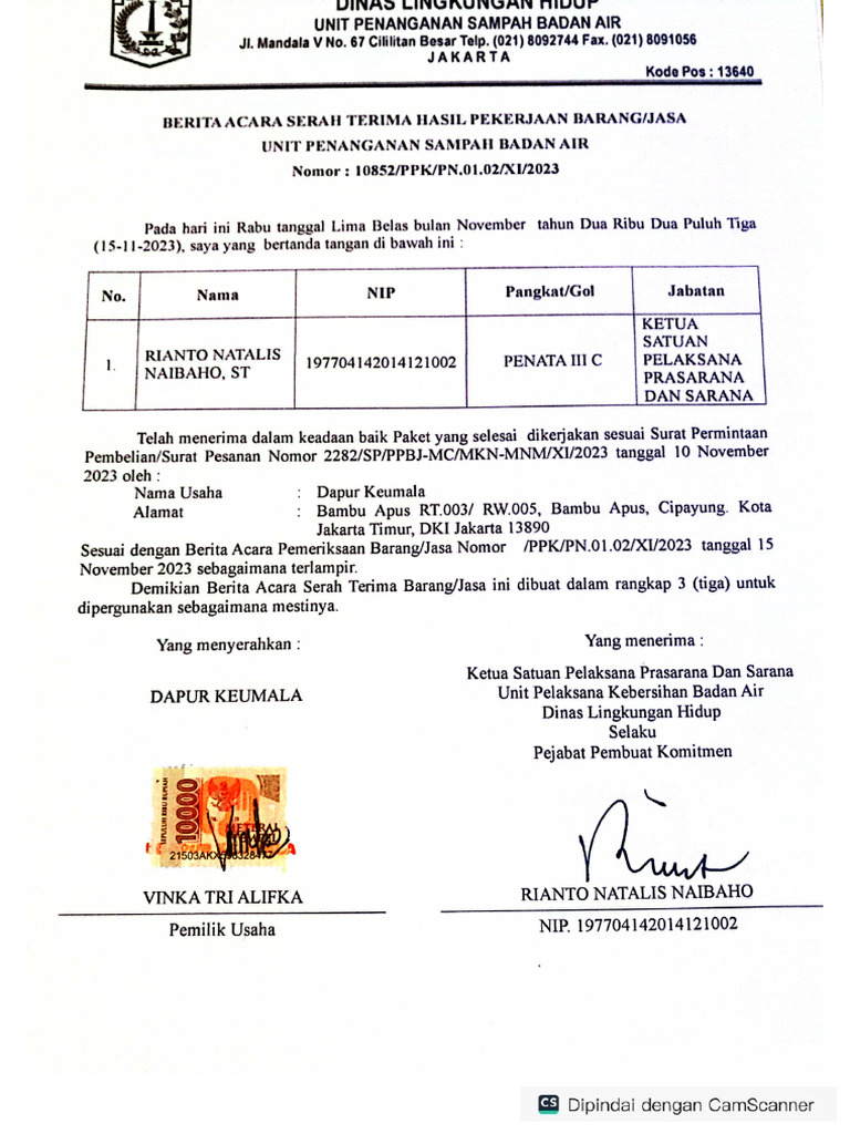 Bast Hasil Pekerjaan | PDF