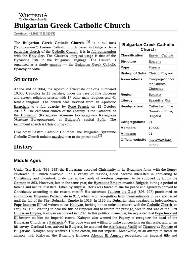 Bulgarian Greek Catholic Church | PDF | Eastern Christianity ...