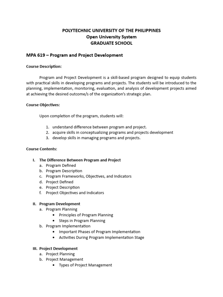 Mpa 619 Program Project Development | PDF | Project Management | Evaluation
