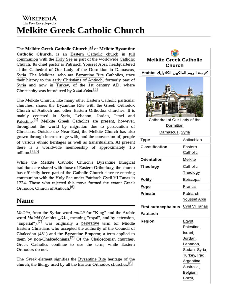 Overview of the Melkite Greek Catholic Church | PDF | Christian ...