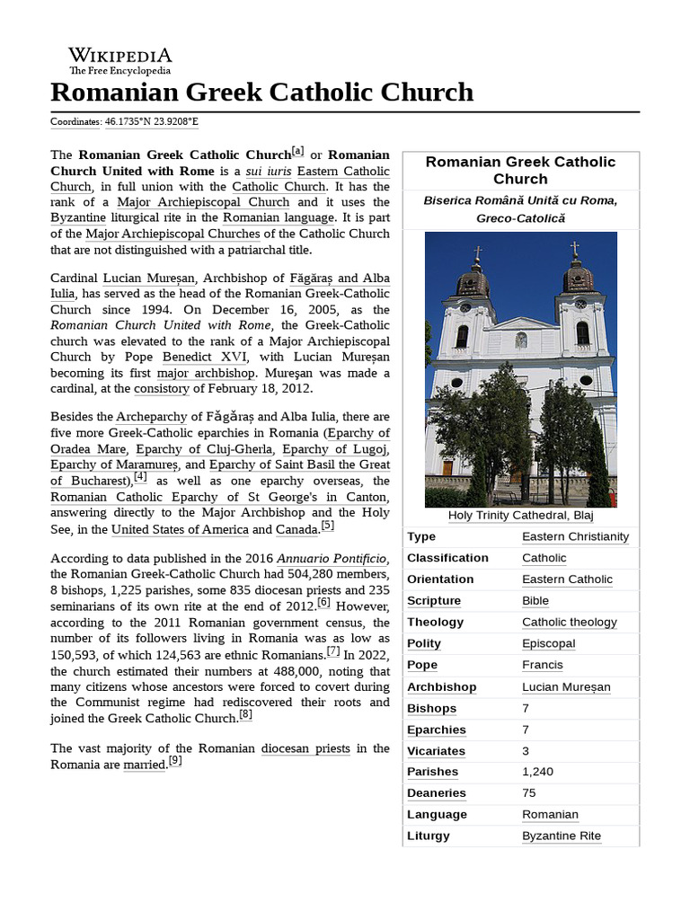 Romanian Greek Catholic Church Overview | PDF | Christian ...