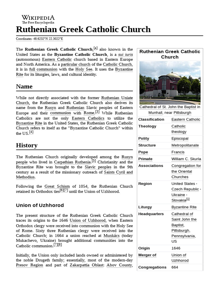 Ruthenian Greek Catholic Church | PDF | Catholic Church | Eastern ...