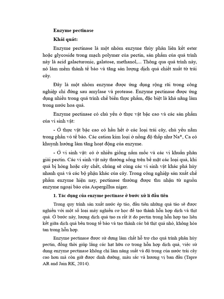 Mục đích ez pectinase | PDF
