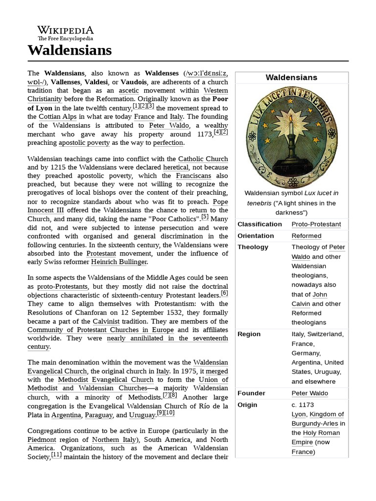 Waldensians | PDF | Protestantism | Eucharist