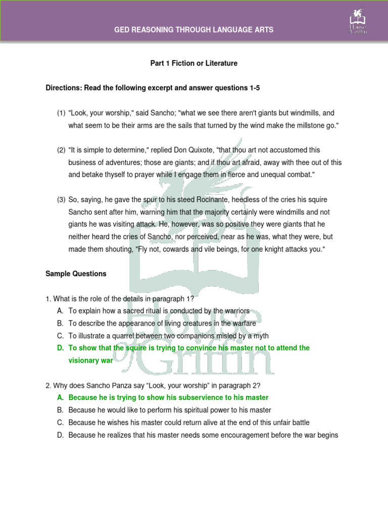 แนวข้อสอบ GED RLA Sample Test Questions | PDF | Equal Pay For Equal ...