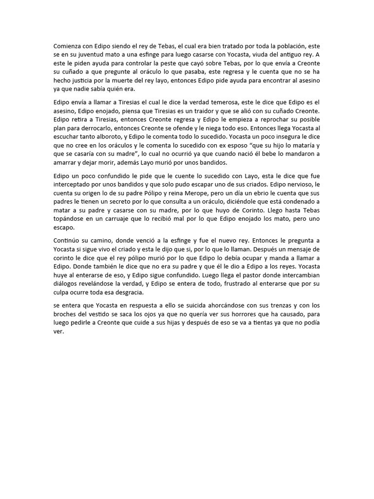 Comienza Con Edipo Siendo El Rey de Tebas | PDF | Edipo