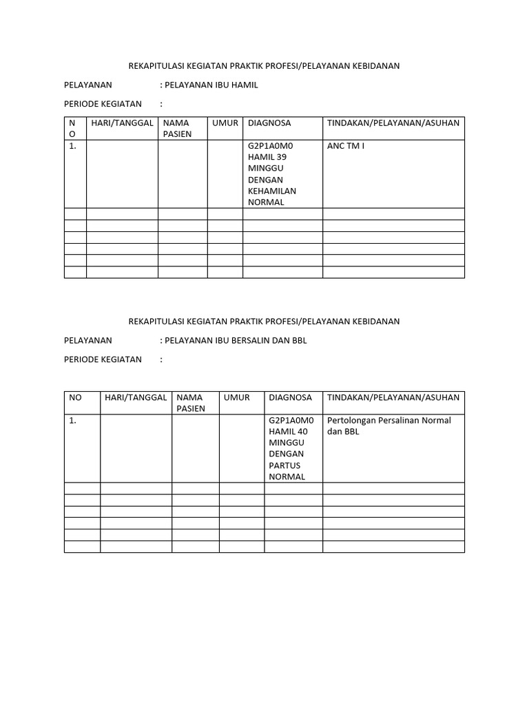 Rekap Kegiatan Pelayanan Kebidanan | PDF | Sains & Matematika