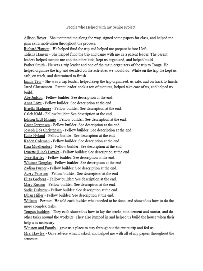 People Who Helped W Seinor Project | PDF | Building Technology | Real ...