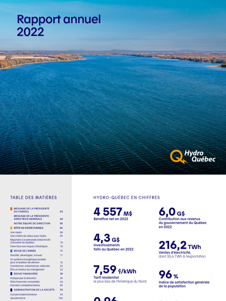 Rapport Annuel Hydro-Québec 2022 | PDF | Décarbonation | Québec