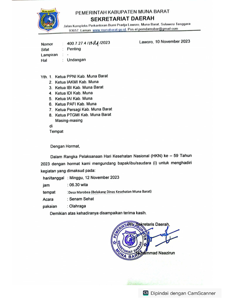 Undangan Senam Sehat Organisasi Profesi | PDF