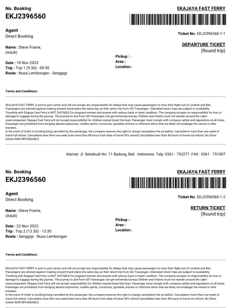 Direct Booking An Steve Frame 18 22 November 2023 1RT | PDF | Aviation ...