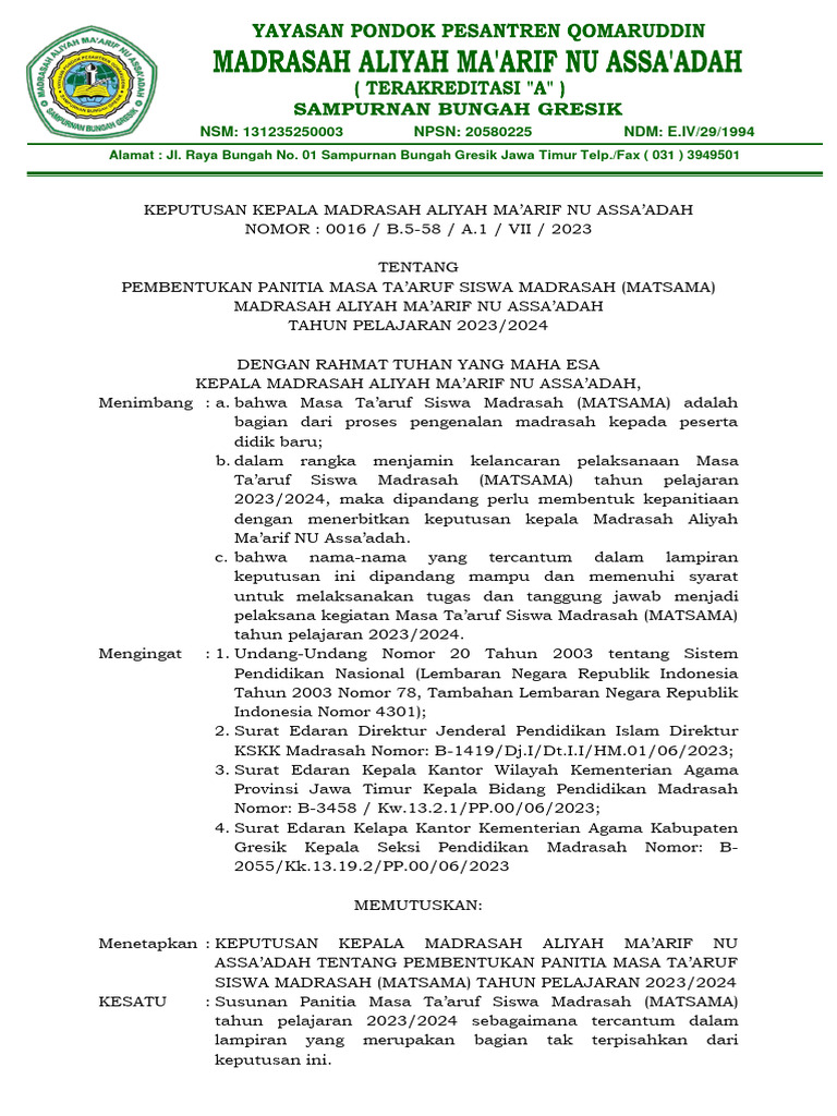 SK Panitia MATSAMA | PDF