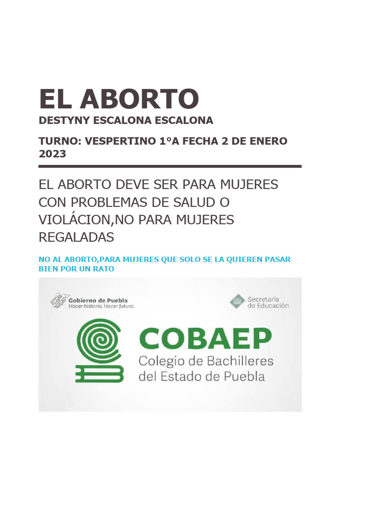 El Aborto | PDF | Aborto | El embarazo