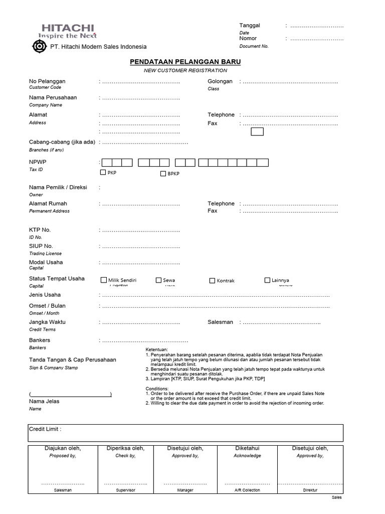 Form New Customer Registration | PDF