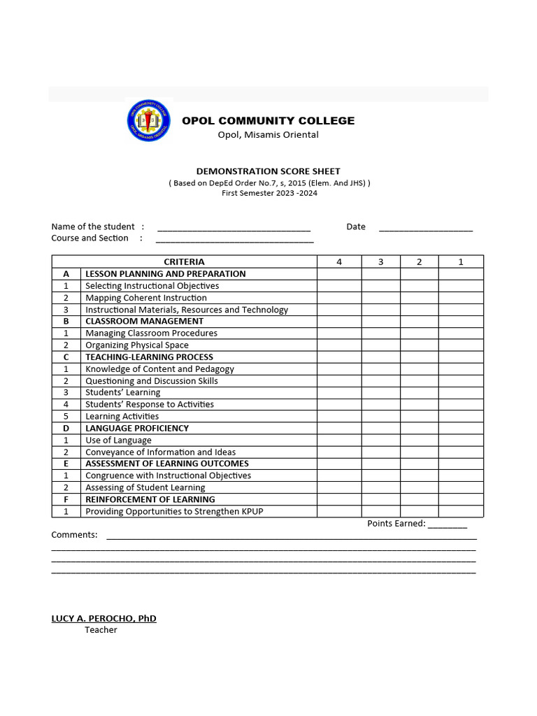 Demo Score Sheet | PDF Demo Score Sheet | PDF