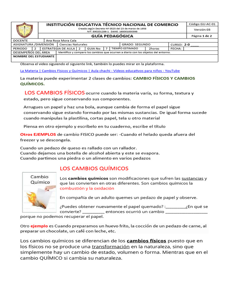 Cambios Fisico y Quimico | PDF | Comida y bebida