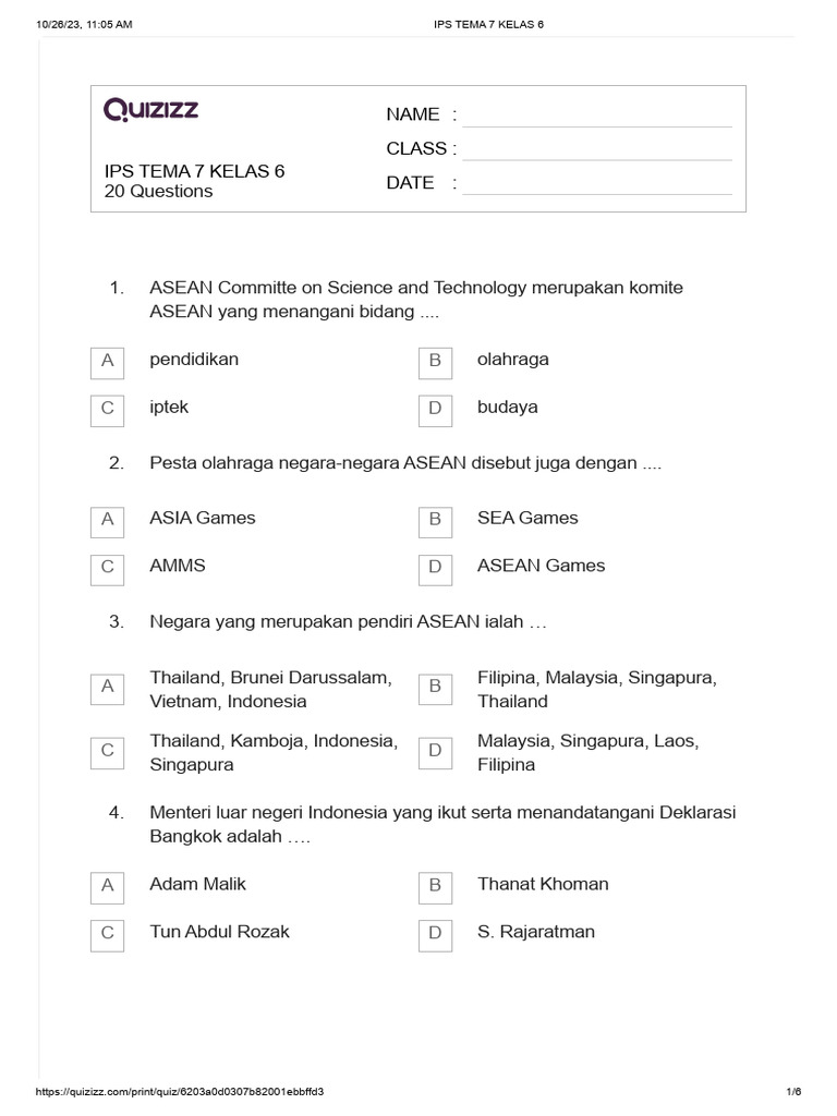 Ips Tema 7 Kelas 6 | PDF