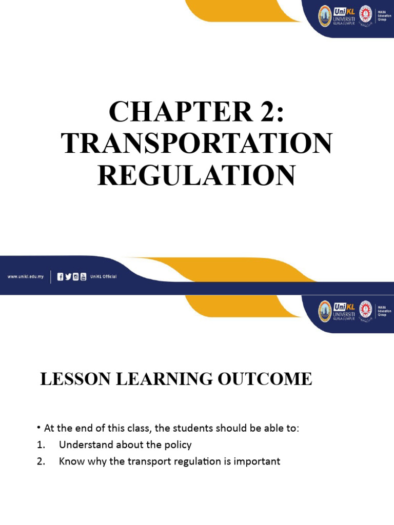 Chapter 2 TRANSPORTATION REGULATION | PDF | Policy | Transport