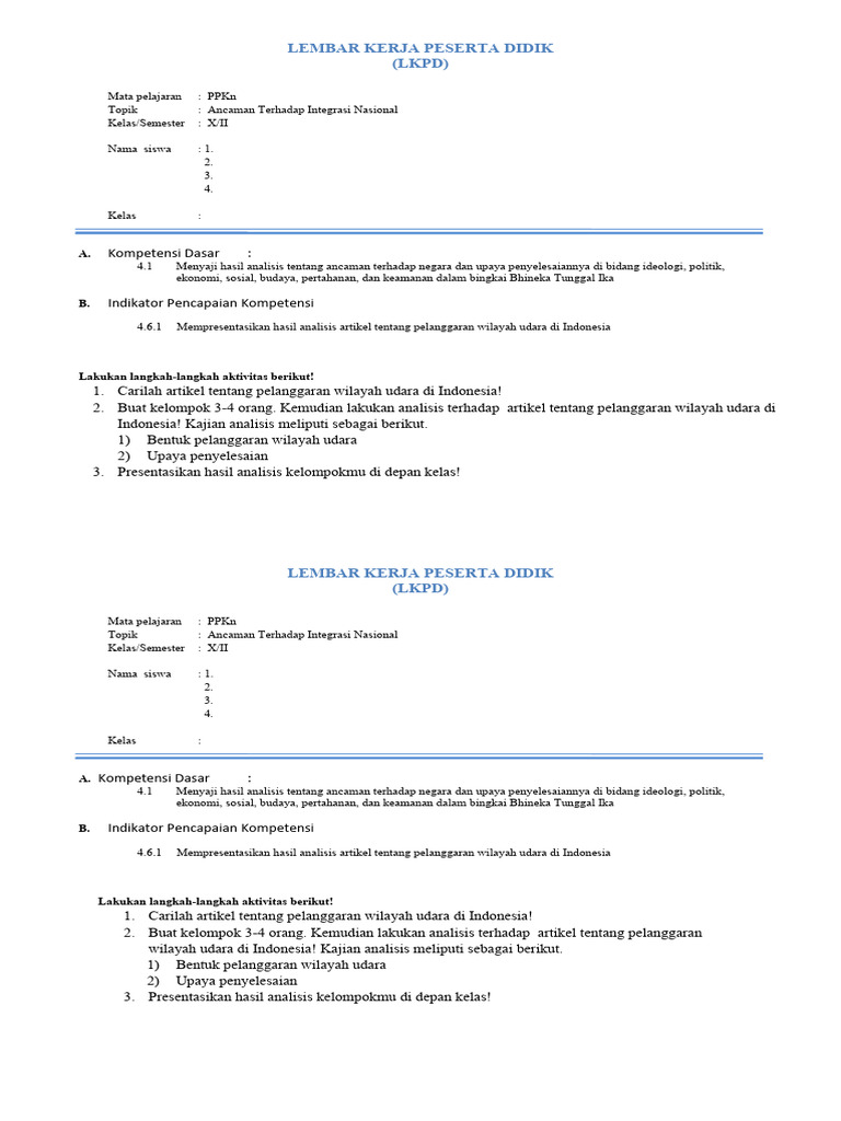 LKPD Bab 2 Bagian 1 - X | PDF