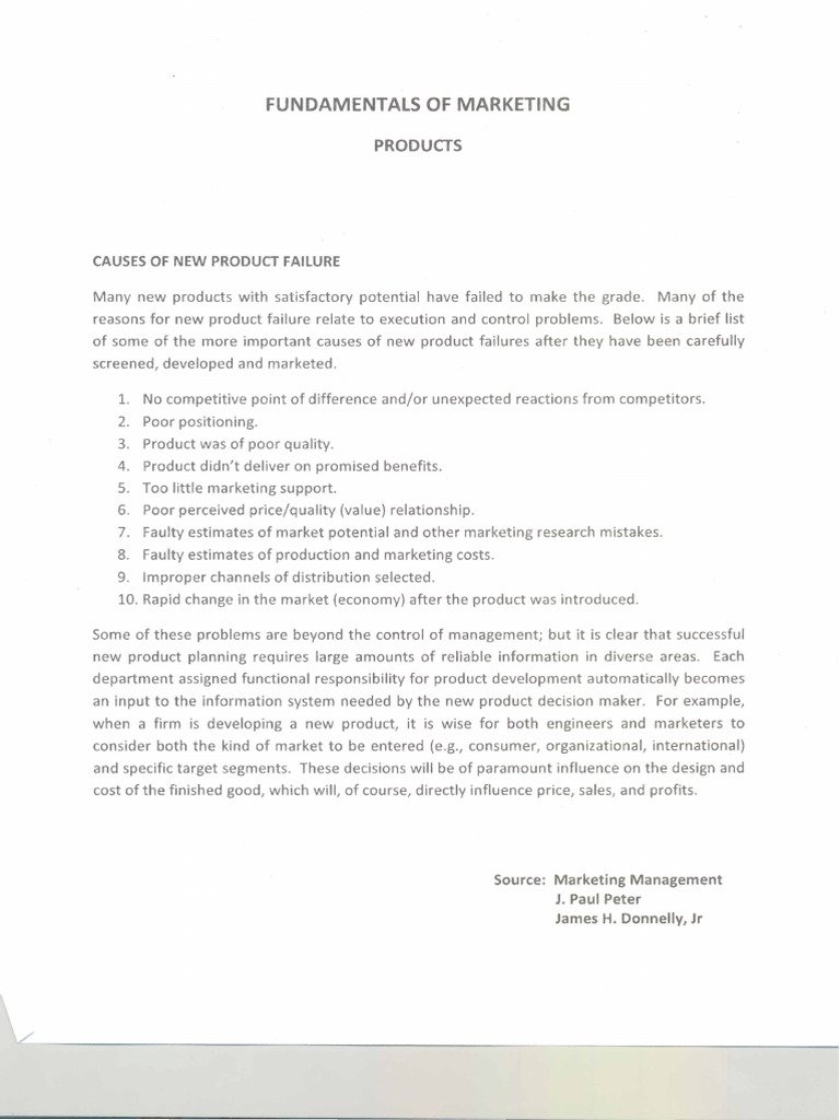 Products-Causes of New Product Failure | PDF