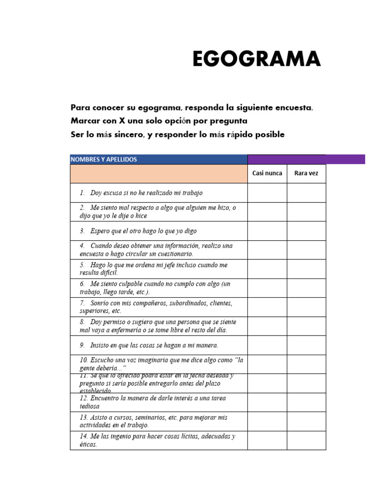 Egograma Cuestionario | Descargar gratis PDF | Cuestionario