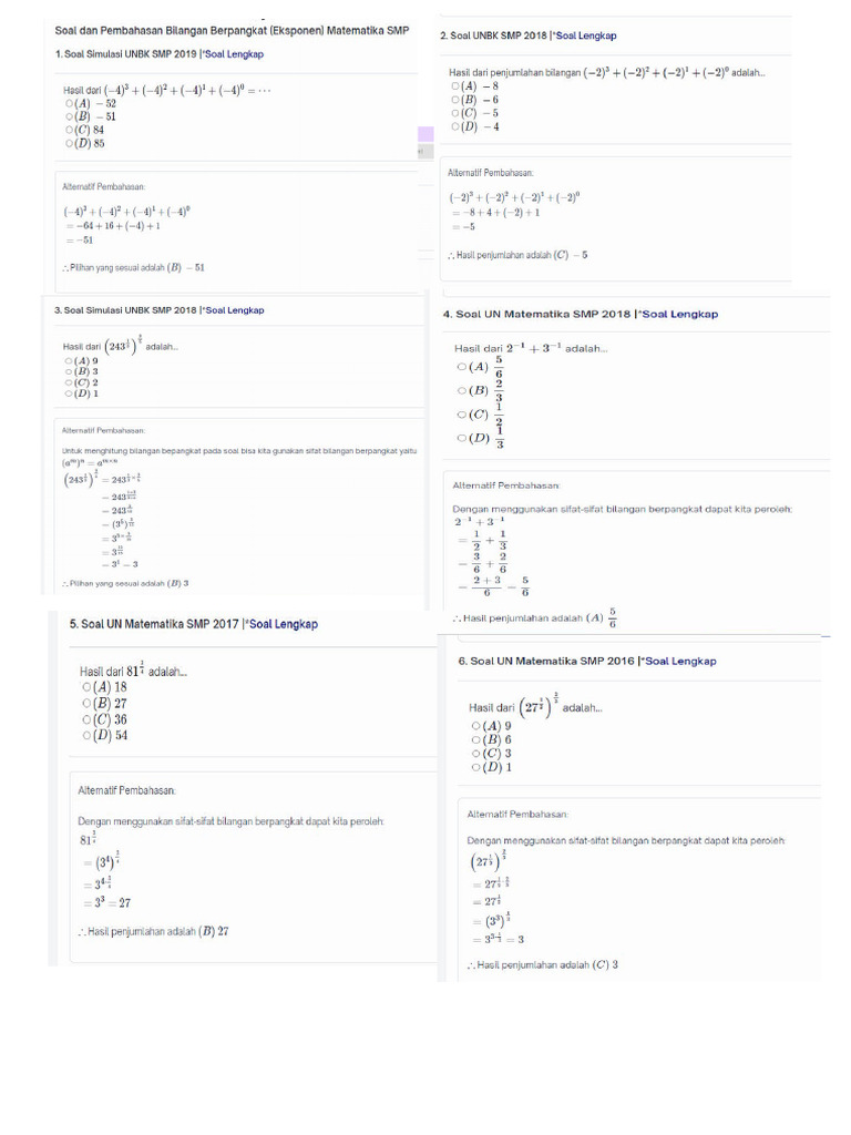 Contoh Soal Bilangan Berpangkat | PDF