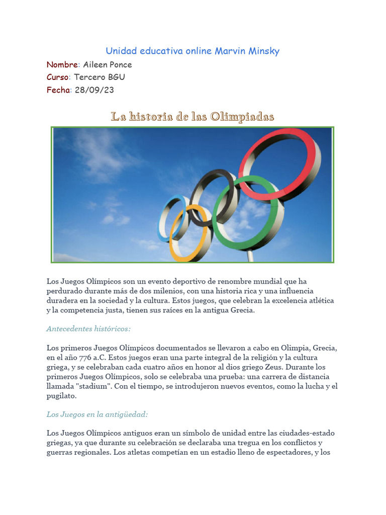 Las Olimpiadas | PDF | Juegos olímpicos | Antigua Grecia
