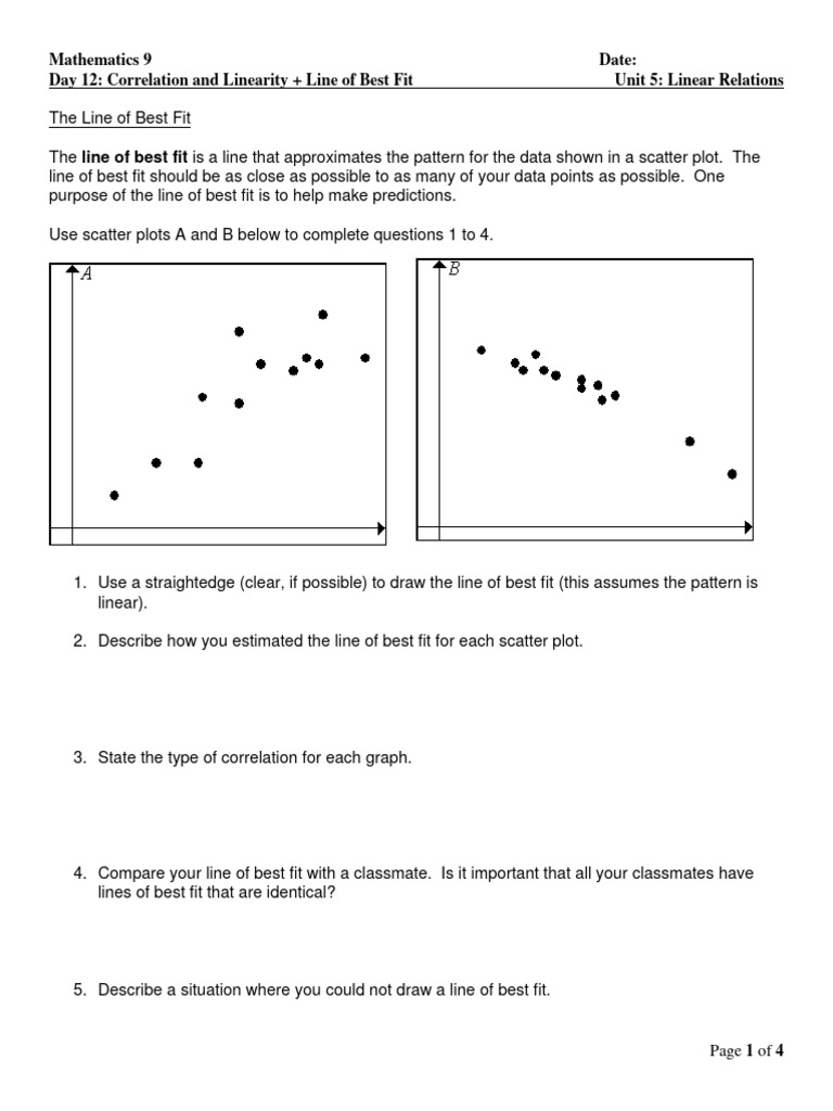 Line of Best Fit | PDF | Scatter Plot | Linearity