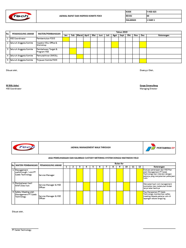 Jadwal Rapat MWT | PDF