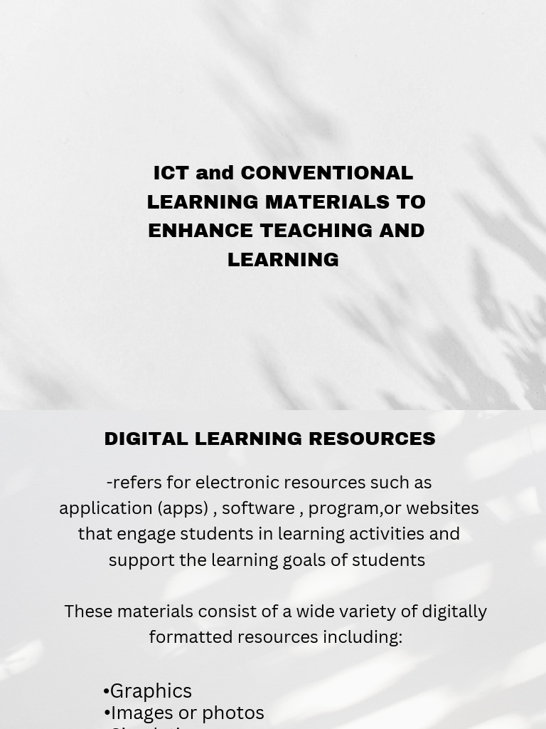Digital and Conventional Learning Resources | PDF | Educational ...