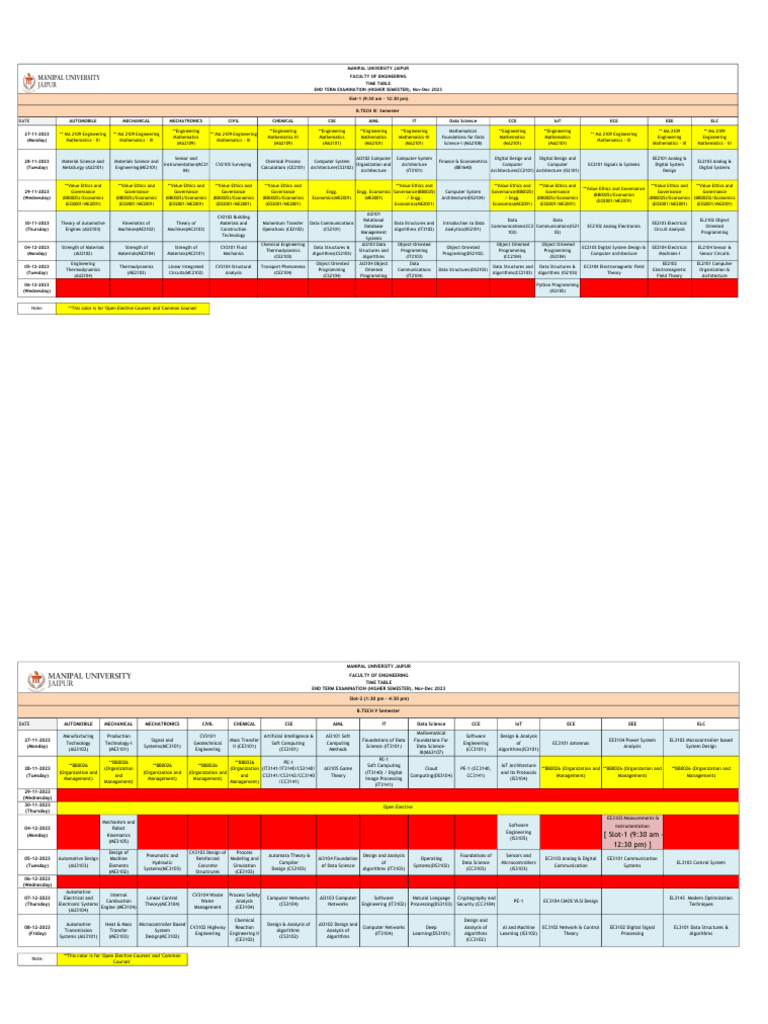 Engineering Exam Timetable Nov-Dec 2023 | PDF | Computing | Engineering