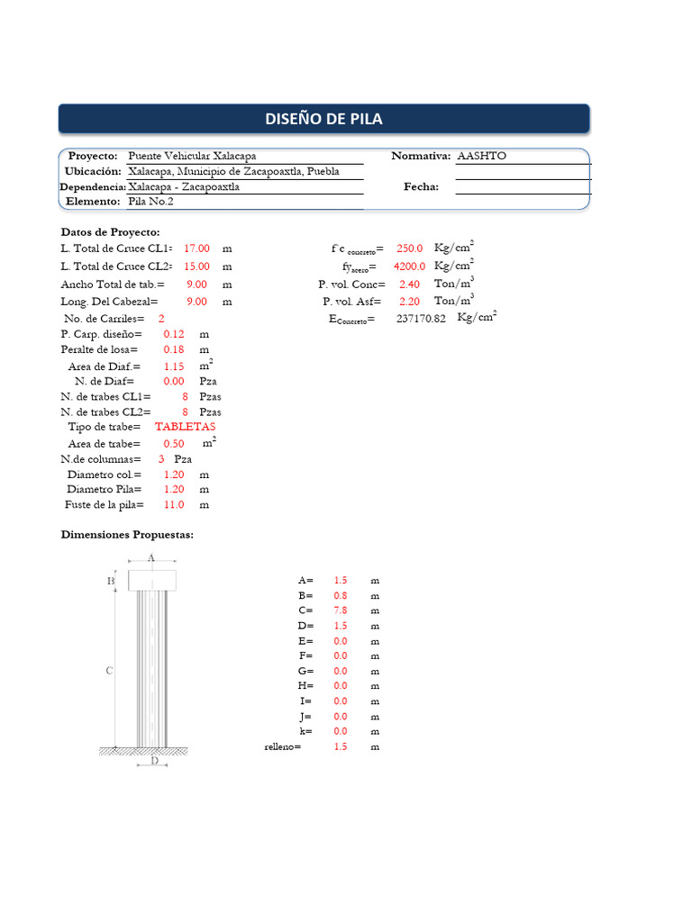 Memoria de Calculo Pila Vars Columnas | PDF | Análisis | Metodología