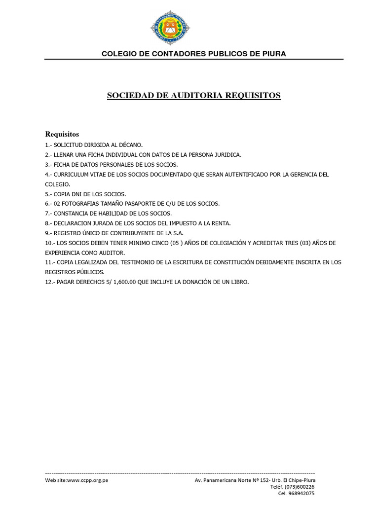 PDF Requisitos Sociedad 2023 | Descargar gratis PDF | Contador | Servicios financieros