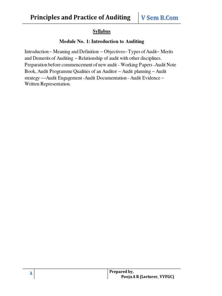 Auditing Principles and Practices Overview | PDF | Audit | Financial Audit